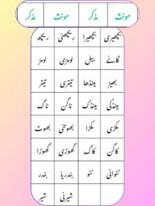 272 مذکر مونث |muzakar Monas In Urdu